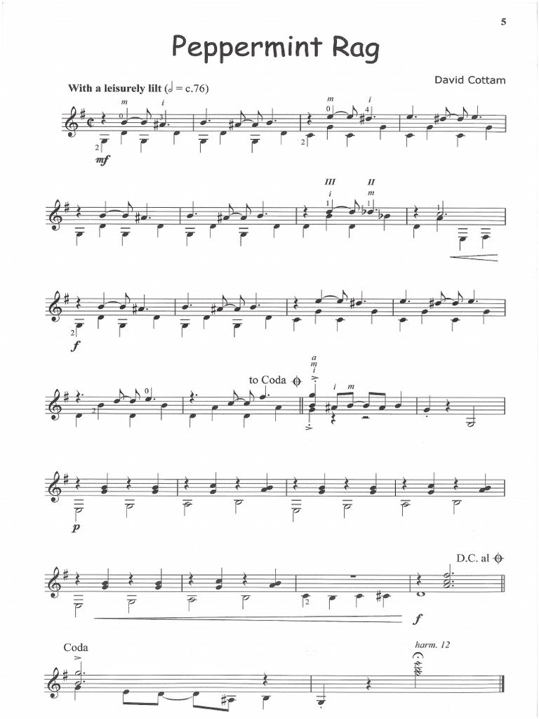 Peppermint Rag - David Cottam | PDF