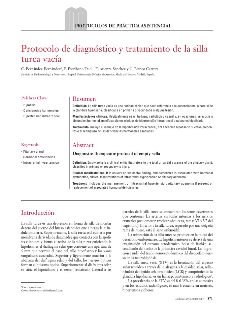 Silla Turca Vacia PDF | PDF | Fluido cerebroespinal | Sistema endocrino