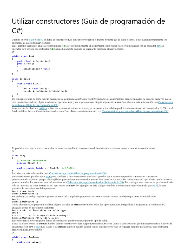 Guia Net | PDF | C Sharp (lenguaje de programación) | Constructor ...