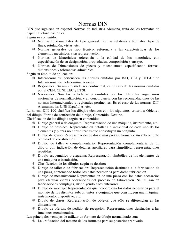 Normas DIN | PDF | Dibujo | Organización internacional para la estandarización