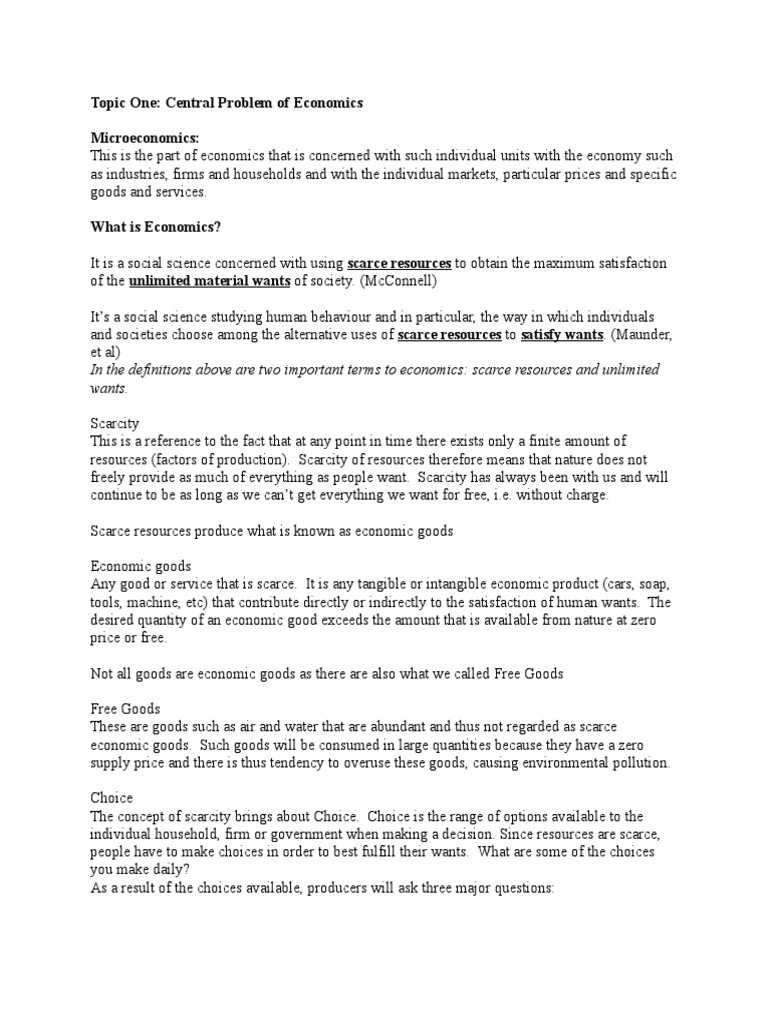 Central Problem of Economics | PDF | Pareto Efficiency | Economics