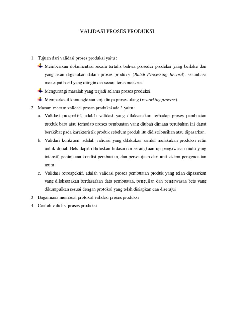 Validasi Proses Produksi | PDF