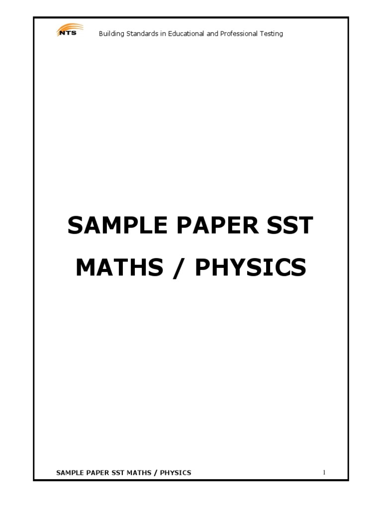 Sample Paper SST Maths / Physics: Building Standards in Educational and ...
