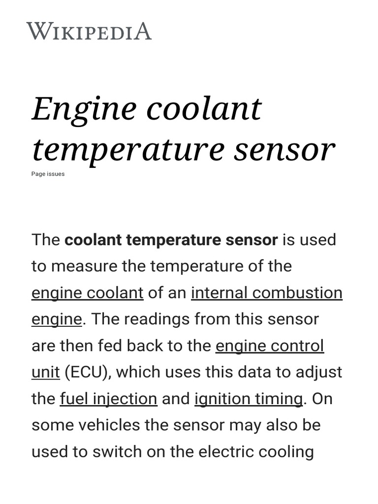 Engine Coolant Temperature Sensor - Wikipedia | PDF