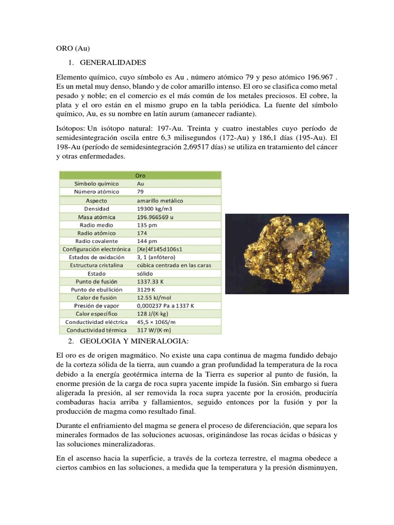 Oro | PDF | Plata | Sustancias químicas