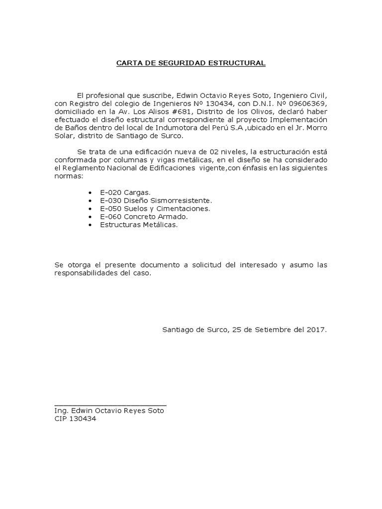 Certificado de Garantía Estructural | PDF