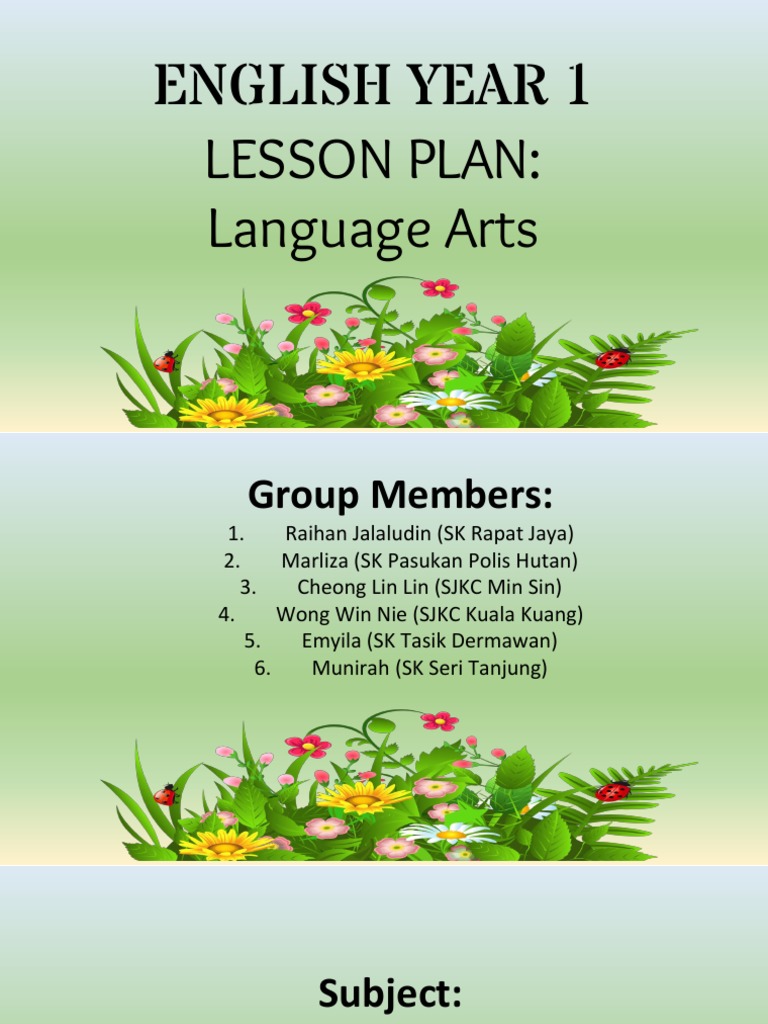 English Year 1 Lesson Plan: Language Arts | PDF | Language Arts ...