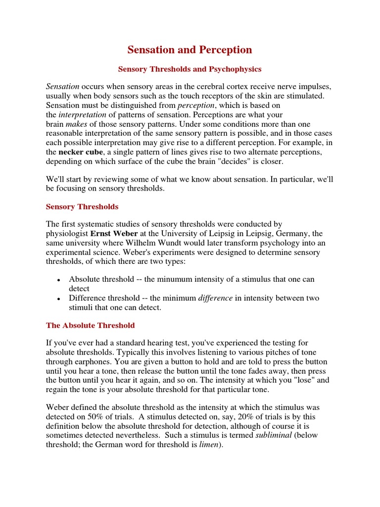 Absolute Threshold | PDF | Psychophysics | Perception