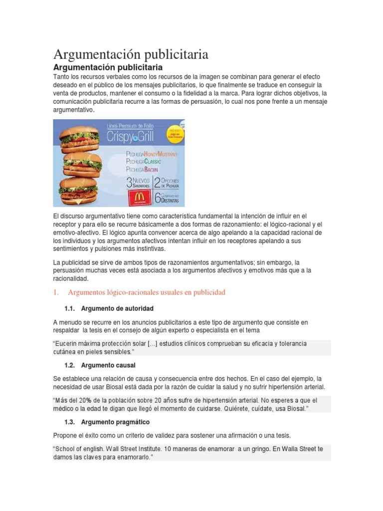 Argumentación Publicitaria EDUCARCHILE | PDF | Argumento | Publicidad