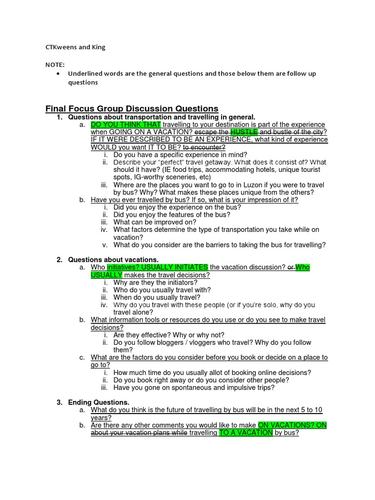 Final Focus Group Discussion Questions | PDF | Communication | Cognition