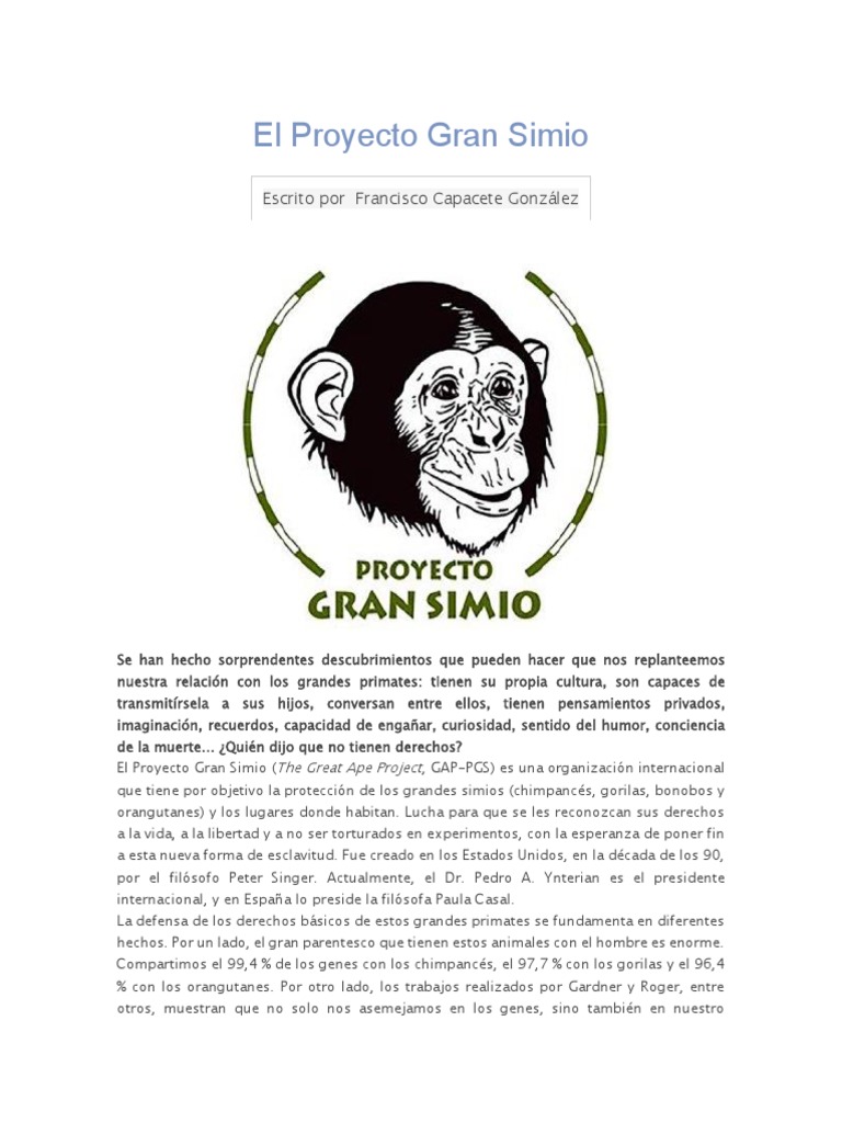 El Proyecto Gran Simio | PDF | Hominidae | Chimpancé