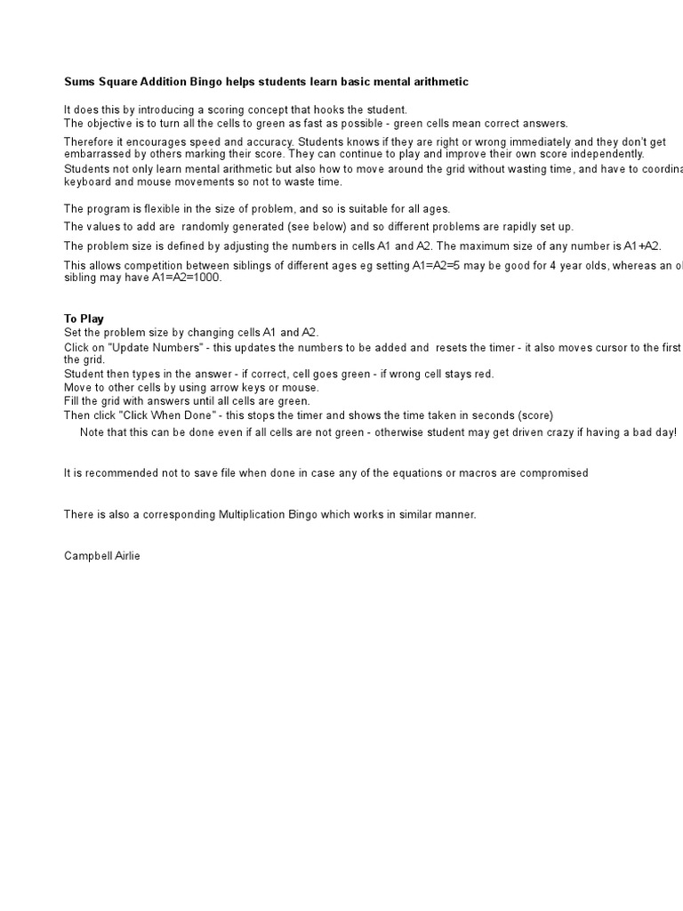 Sums Square Addition | PDF