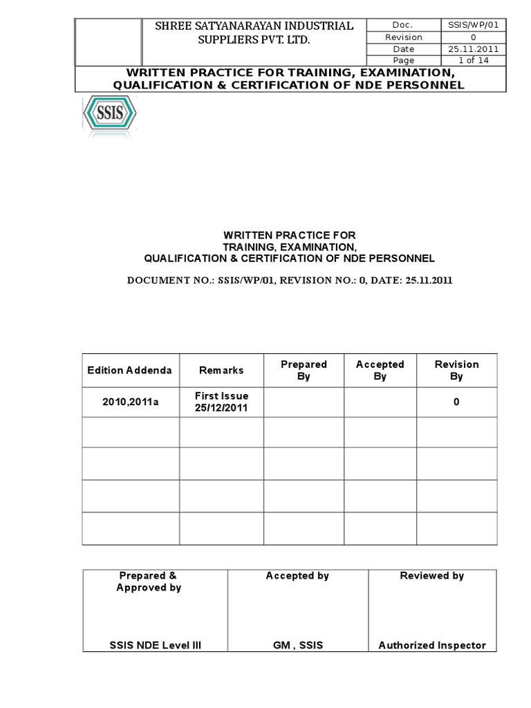 SSIS VT Procedure Rev 0 25112011 | PDF | Specification (Technical ...