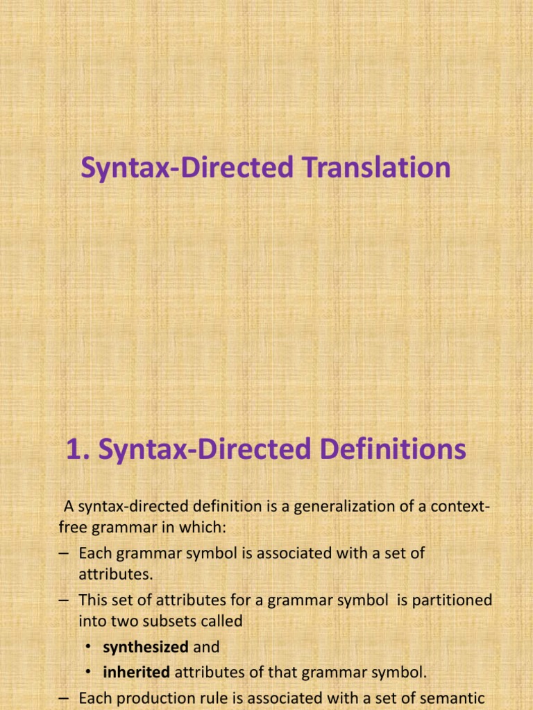 Syntax Directed Translation | PDF | Parsing | Theoretical Computer Science