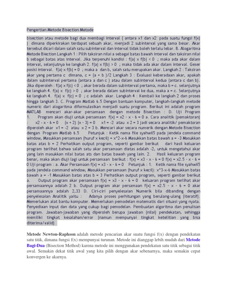 Pengertian Metode Bisection Metode | PDF