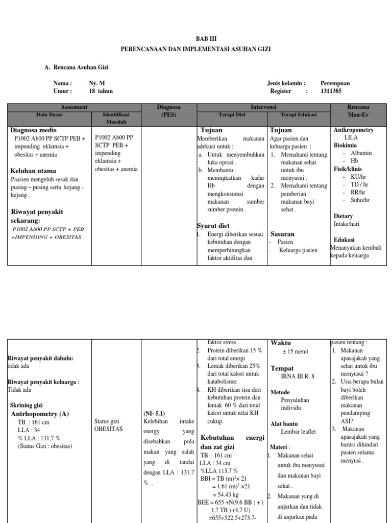Rencana Asuhan Gizi untuk Obesitas | PDF | Kesehatan Holistik | Sains ...