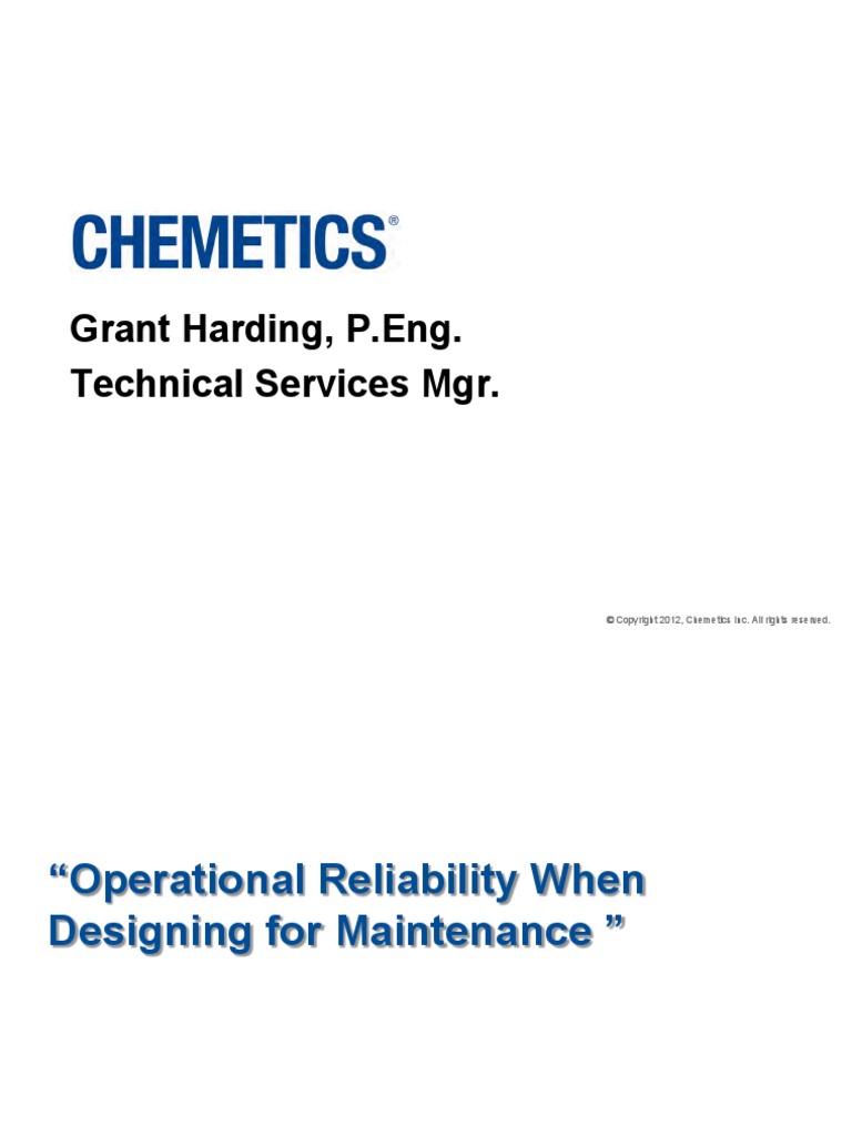 13 Chemetics - Operacional Reliability When Designing For Maintenance ...