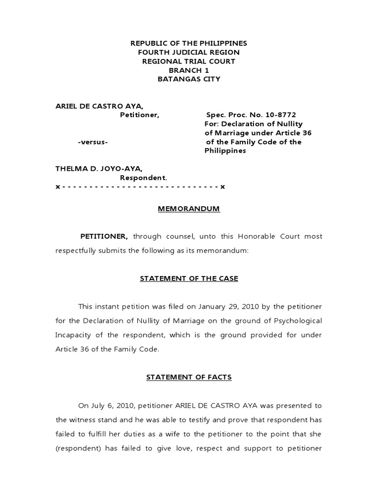 Documents - Tips Memo-Annulment | PDF | Marriage | Interpersonal ...