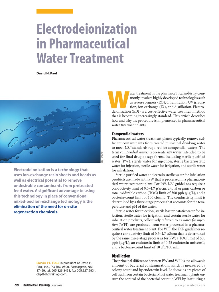 Wfi | PDF | Water Purification | Ion Exchange