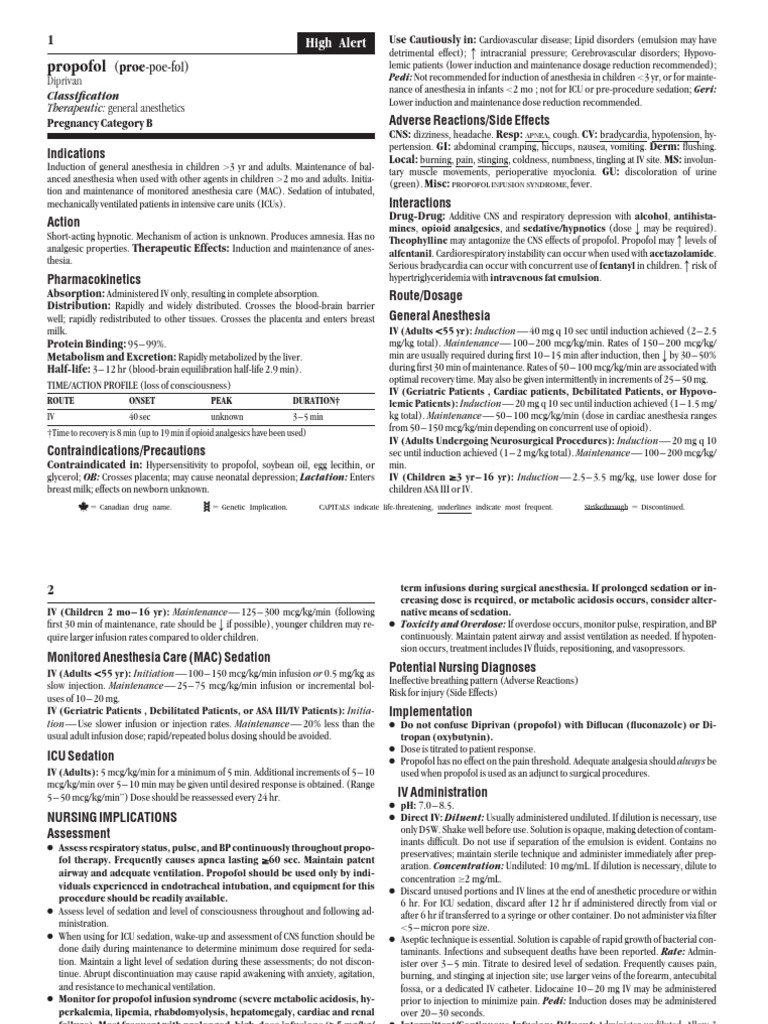 Propofol | Anesthesia | Intravenous Therapy