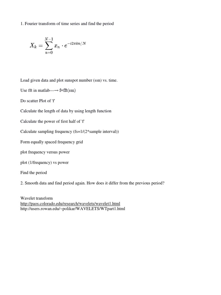 Fourier Transform of Time Series and Find The Period | PDF