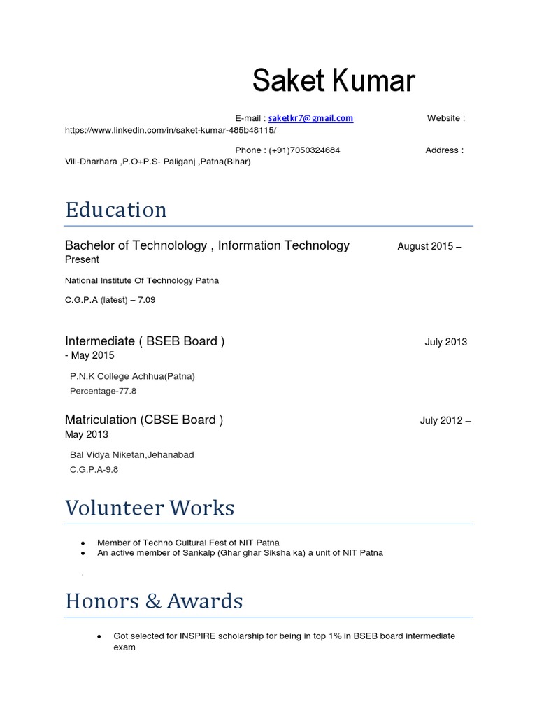 Saket Kumar: Education | PDF | Career & Growth | Business