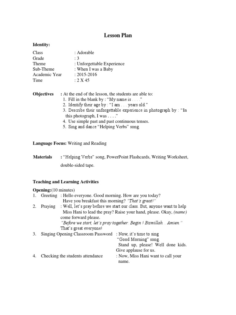 3rd Lesson Plan | Descargar gratis PDF | Punctuation | Grammatical Tense