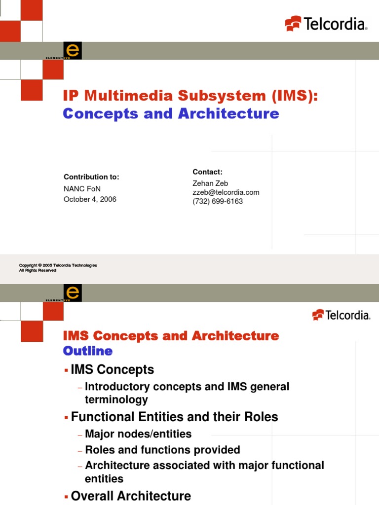 Telecordia IMS Presentation Concepts | PDF | Ip Multimedia Subsystem | Session Initiation Protocol