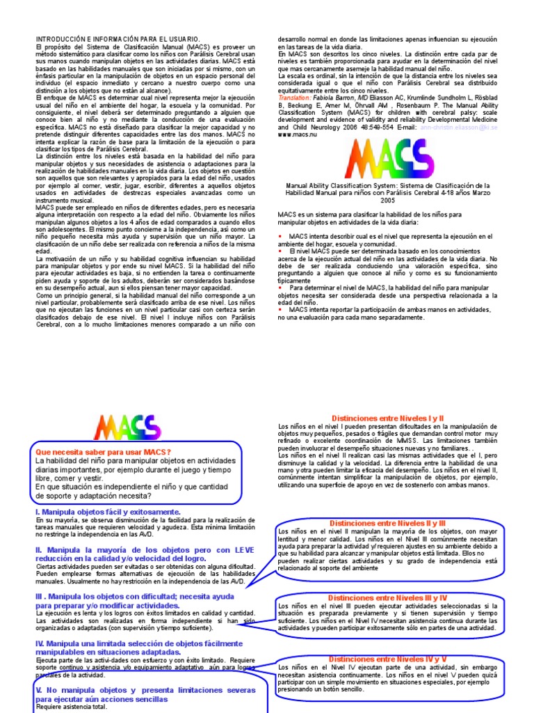 Macs | PDF | Parálisis cerebral | Cognición
