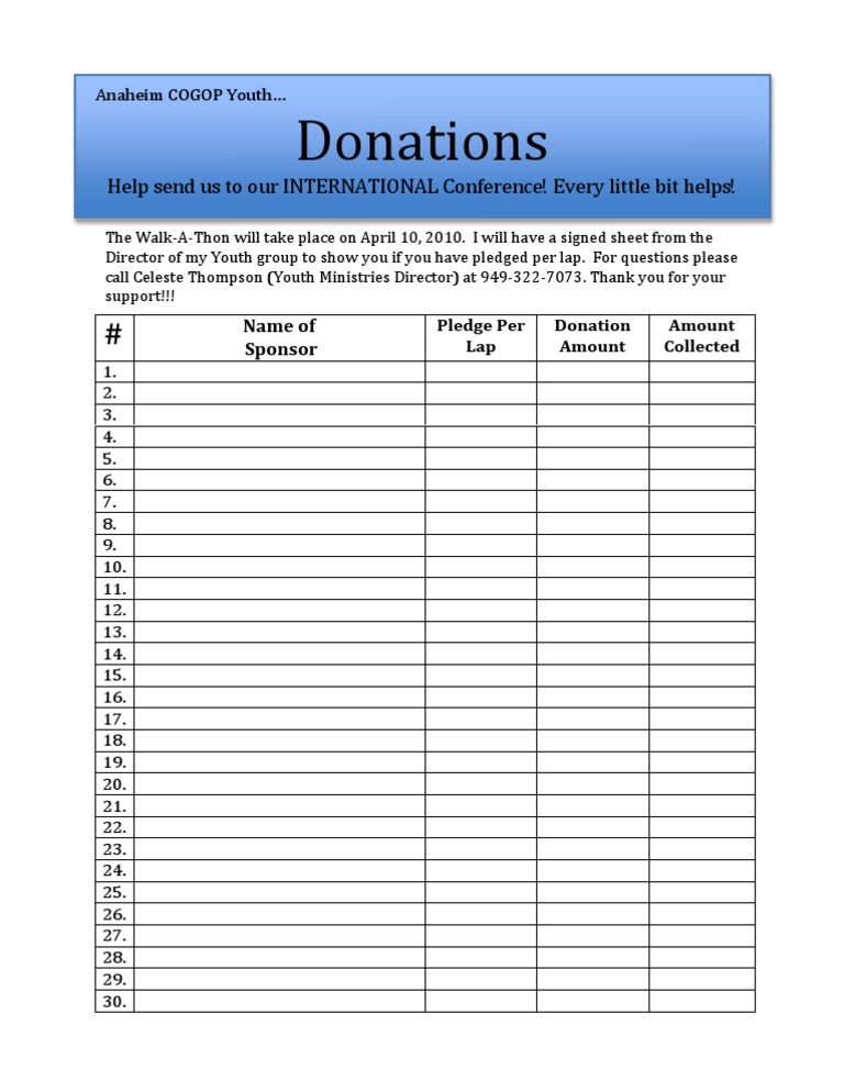 Donation Sheet | PDF