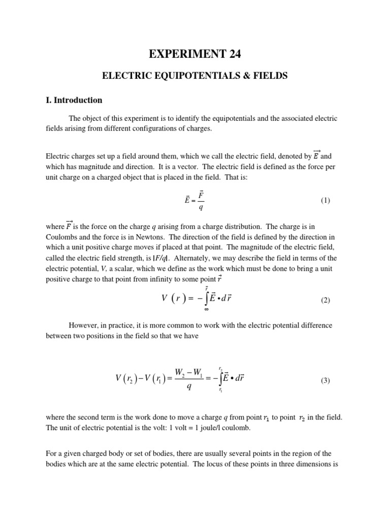 Experiment 24 Electric Equipotentials and Fields | PDF | Sphere ...