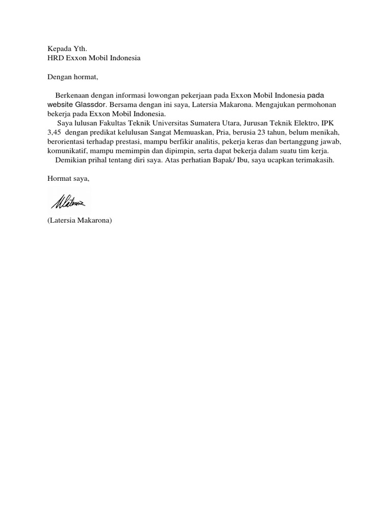 Lowongan Kerja di Exxon Mobil Indonesia | PDF
