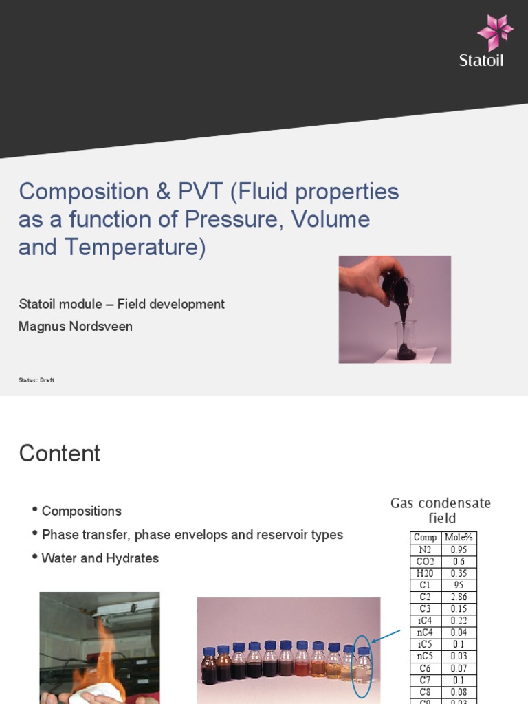 Composition & PVT (Fluid Properties As A Function of Pressure, Volume ...