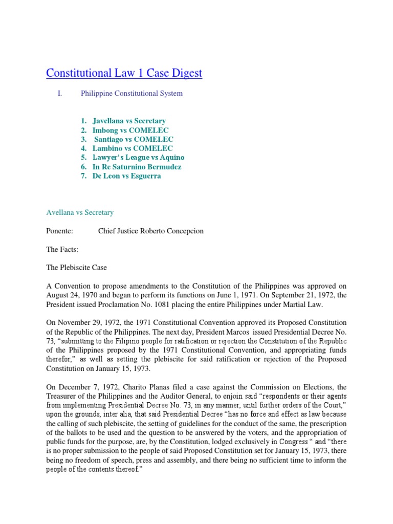 Constitutional Law 1 Case Digest | PDF | Marbury V. Madison | Original ...