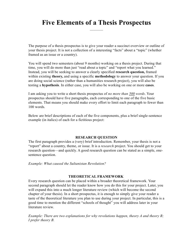 Thesis Prospectus: Key Elements Explained | PDF | Theory | Hypothesis