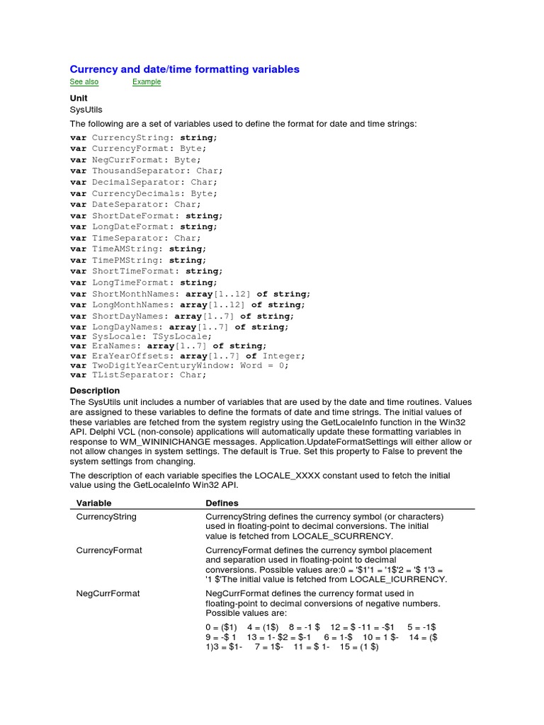 Currency Date Time Formatting | PDF | Decimal | String (Computer Science)