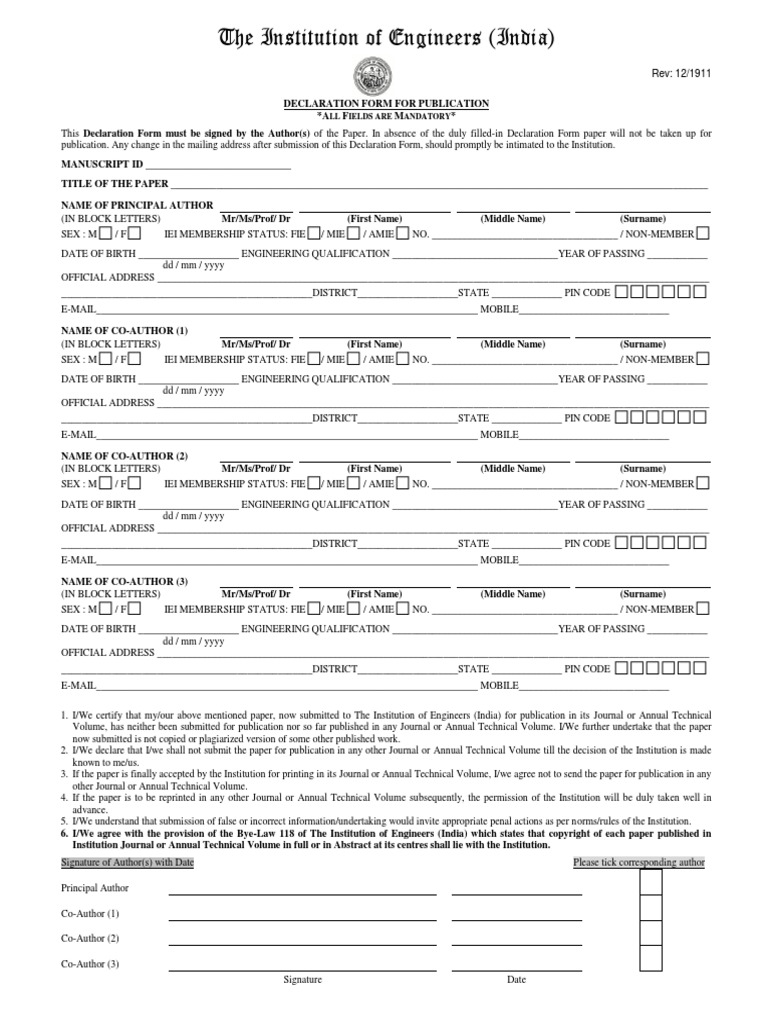 Iei Declaration Form | PDF | Intellectual Works | Government
