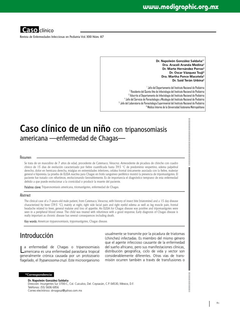 Caso de Chagas en niño de 7 años | PDF | Enfermedades y trastornos | Ciencias de la Salud