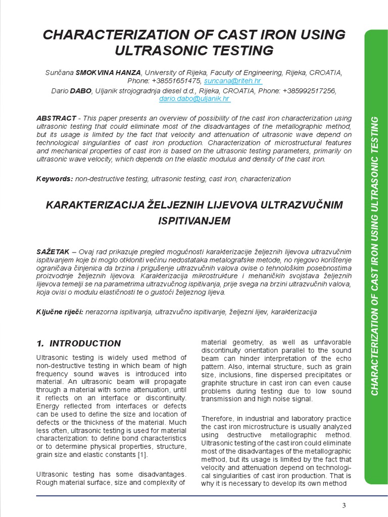 1 Characterization of Cast Iron Using Ultrasonic Testing | PDF ...