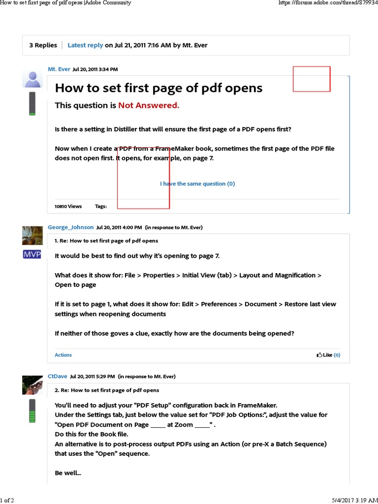 00 Info - How To Set First Page of PDF Opens (Adobe Community) | PDF ...