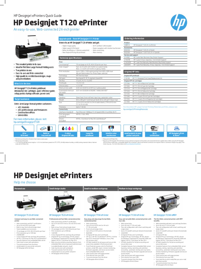 HP DesignJet T120 | PDF | Printer (Computing) | Tablet Computer
