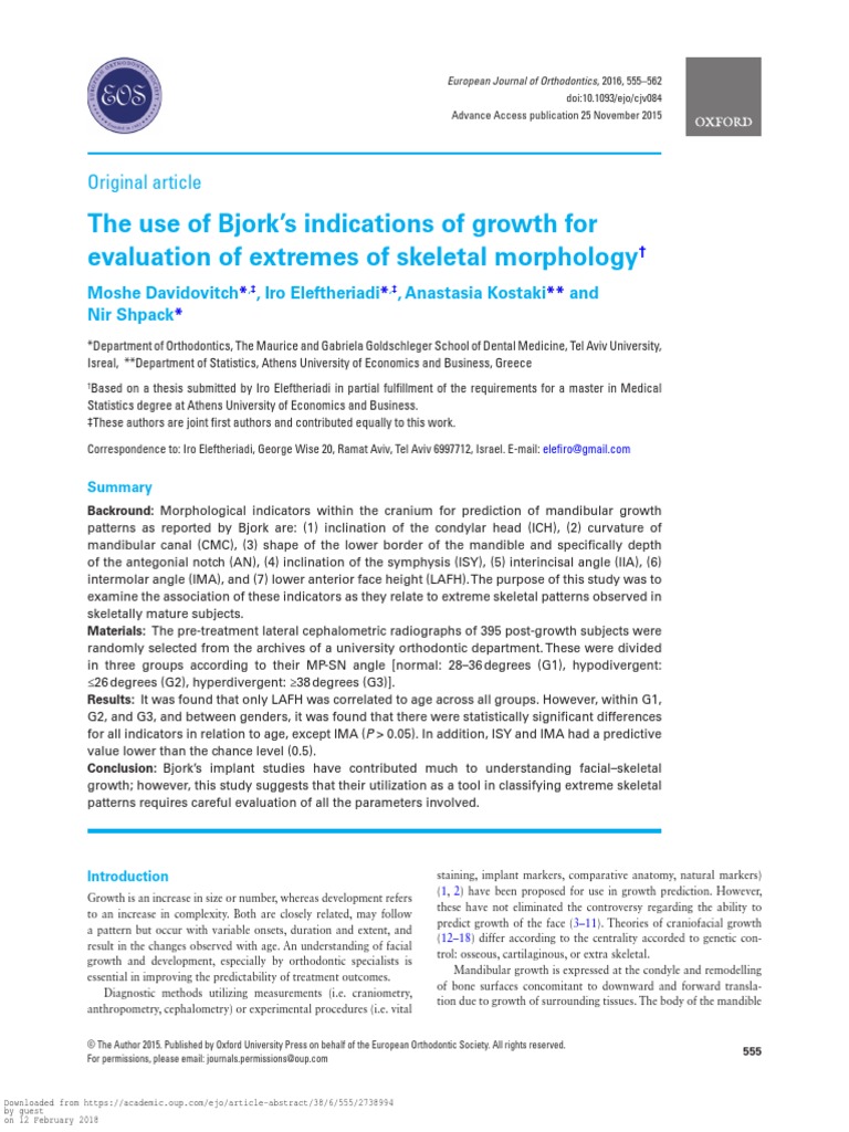 The Use of Bjork's Indications of Growth For Evaluation of Extremes of ...