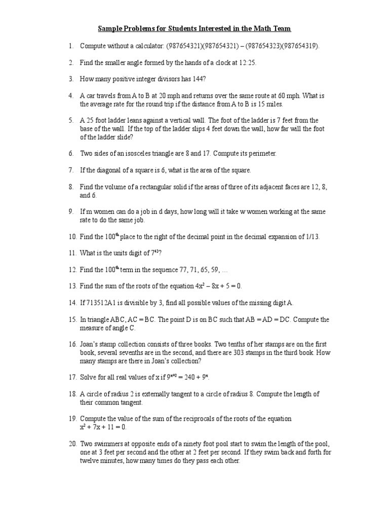 Sample Problems | PDF