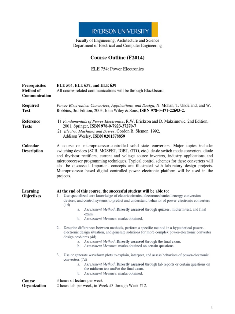 An In-Depth Overview of the ELE 754 Power Electronics Course at the Faculty of Engineering ...