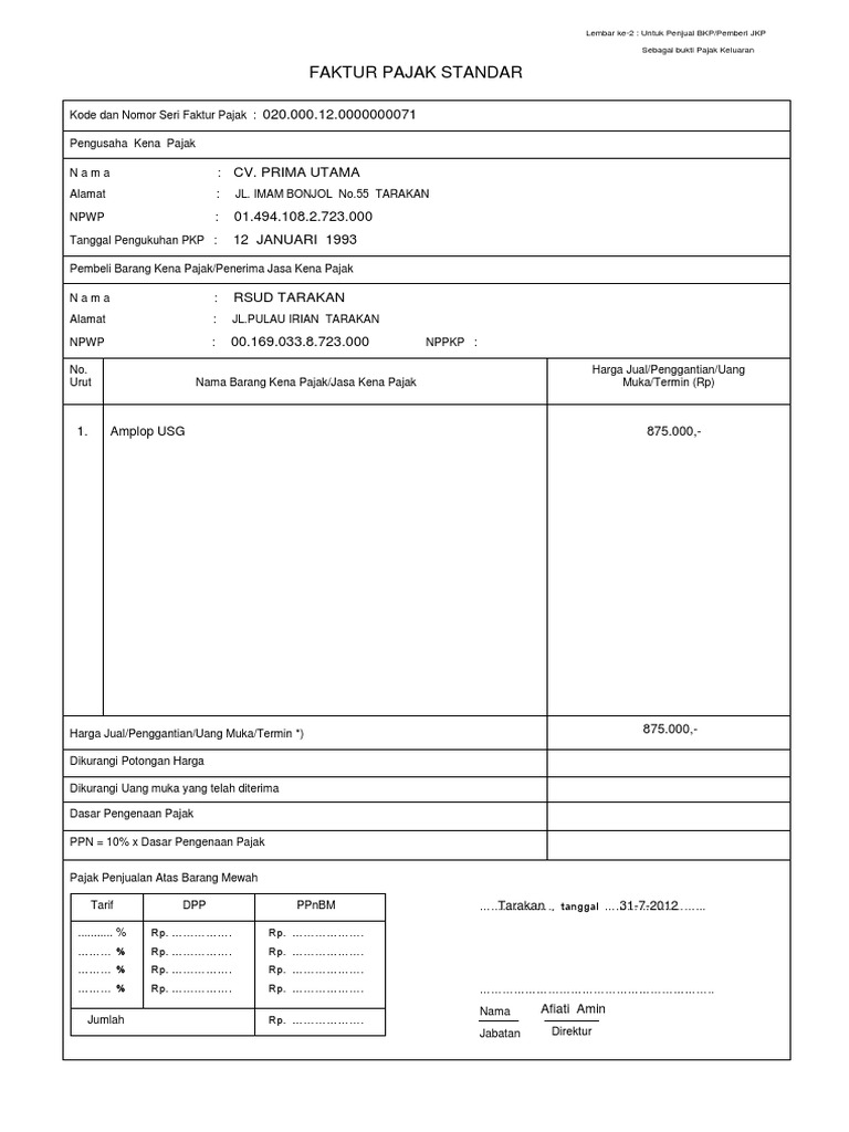 Faktur Pajak Standar 71 | PDF