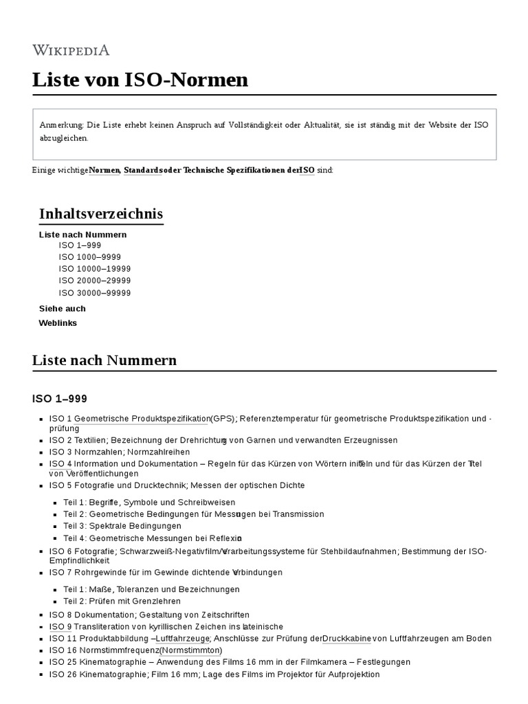 Liste Von ISO-Normen | PDF