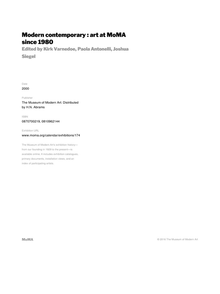 Contemporary Art Moma | PDF | Museum | Curator