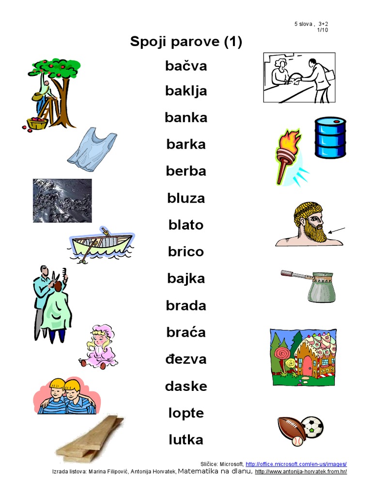 Citanje Rijeci Od 5 Slova 3+2 Bez Boje | PDF