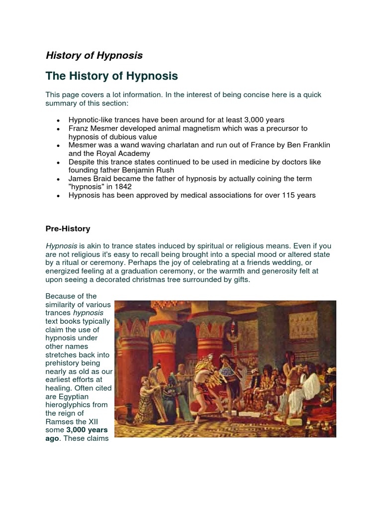 History of Hypnosis PDF | PDF | Hypnosis | Trance