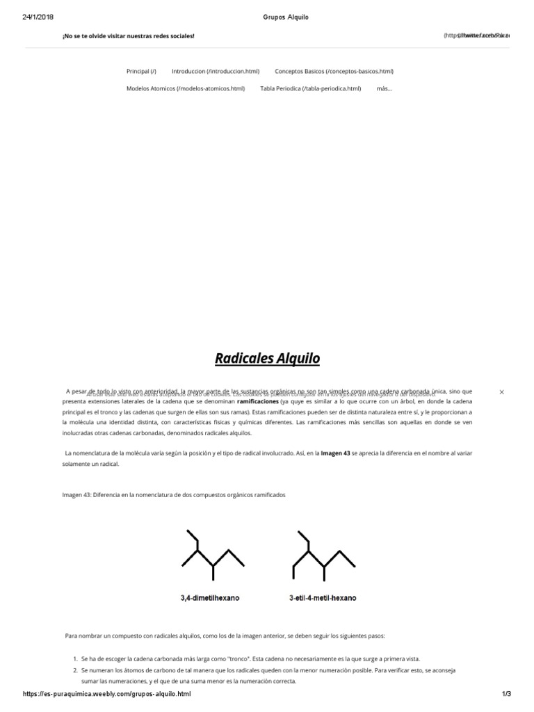 Grupos Alquilo | PDF | Radical (Química) | Compuestos orgánicos